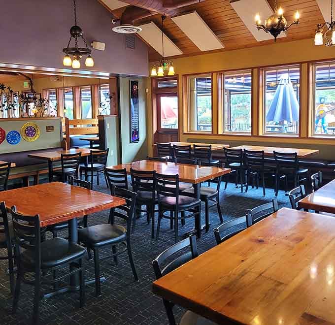 The dining area feels spacious and welcoming, like someone designed it specifically for lingering over good food and conversation.