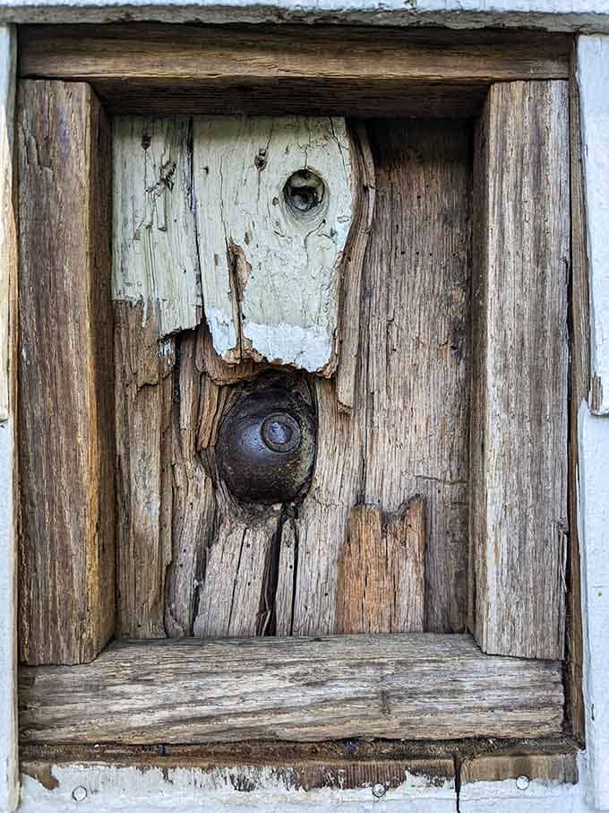 That weathered wood and peeling paint frame a Revolutionary War relic, history's version of leaving the porch light on.