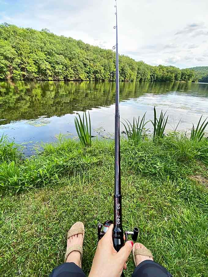 Fishing at Lake Zoar means contemplating life while waiting for fish to contemplate your bait, a fair exchange.