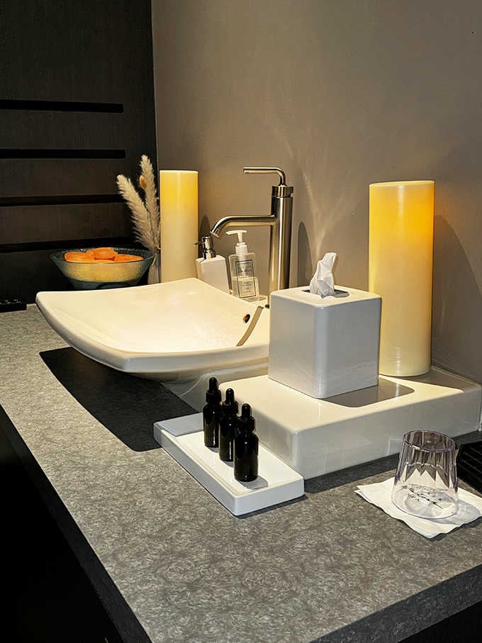 Candlelight and carefully arranged amenities create a spa vignette worthy of your best relaxation Instagram post.