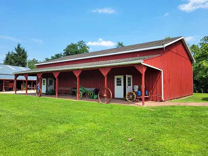 This red barn houses agricultural history that connects visitors to the region's farming heritage and simpler times gone by.