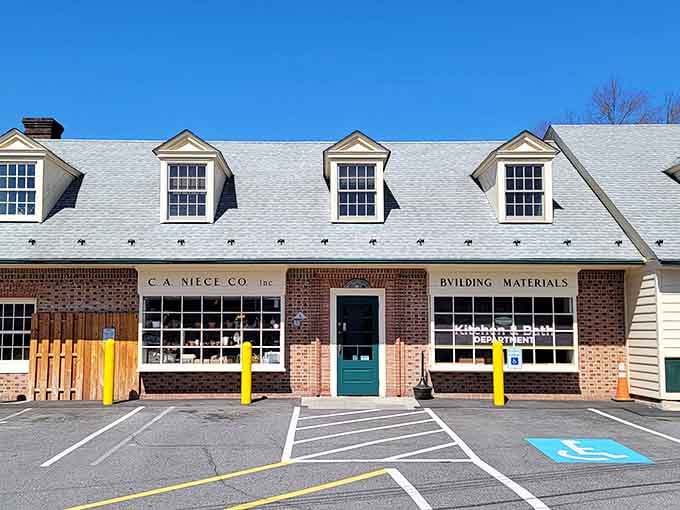 Even the lumber supply building looks picturesque here, because Lambertville doesn't do ordinary architecture.