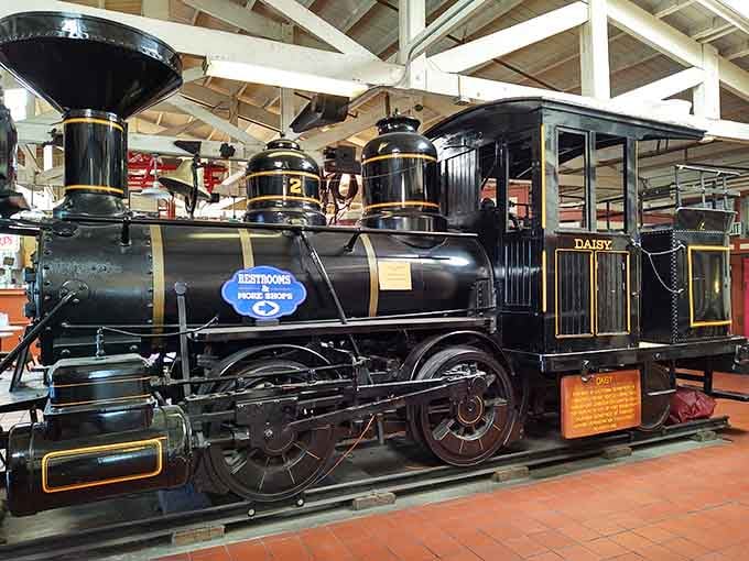 This beautifully restored locomotive once hauled redwood logs and now entertains hungry diners instead.
