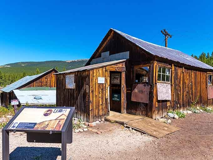 The Matchless Mine's rustic buildings whisper tales of fortunes won and lost in Colorado's wild mining days.