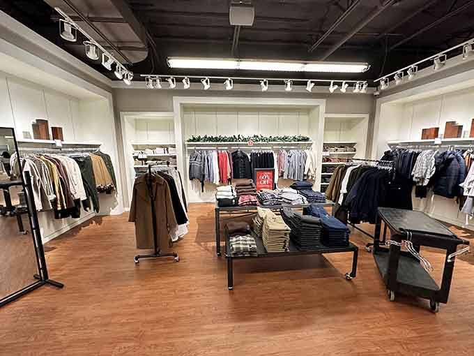 Clean lines and wooden floors create a shopping environment that doesn't assault your senses.