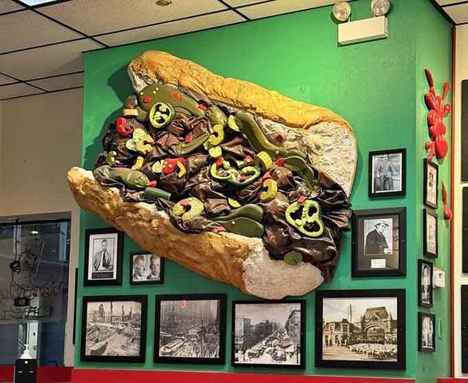 That oversized Italian beef mural isn't subtle, but then again, neither is the flavor waiting for you.