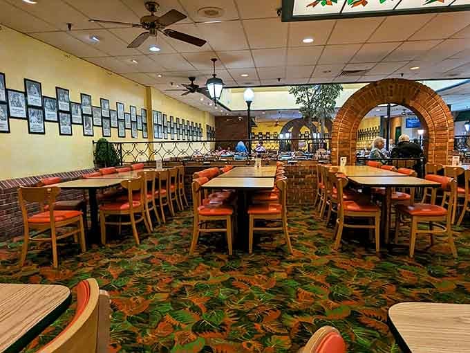 Spacious enough for crowds, cozy enough for conversation: this dining room has mastered the art of comfortable gathering spaces.