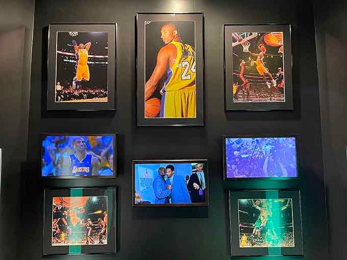 Kobe's legacy lives on through these powerful images capturing his intensity, grace, and unwavering dedication to excellence.