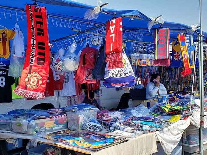 International soccer scarves and memorabilia turn any fan cave into a shrine worth showing off proudly.