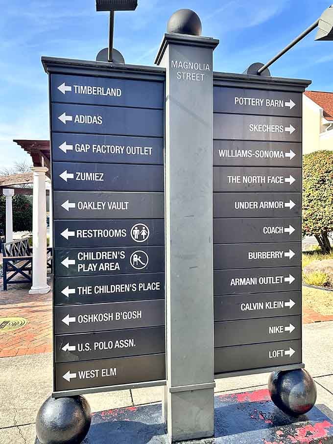 This helpful directory proves even outlet shopping requires strategic planning, like mapping a treasure hunt for grown-ups with credit cards.