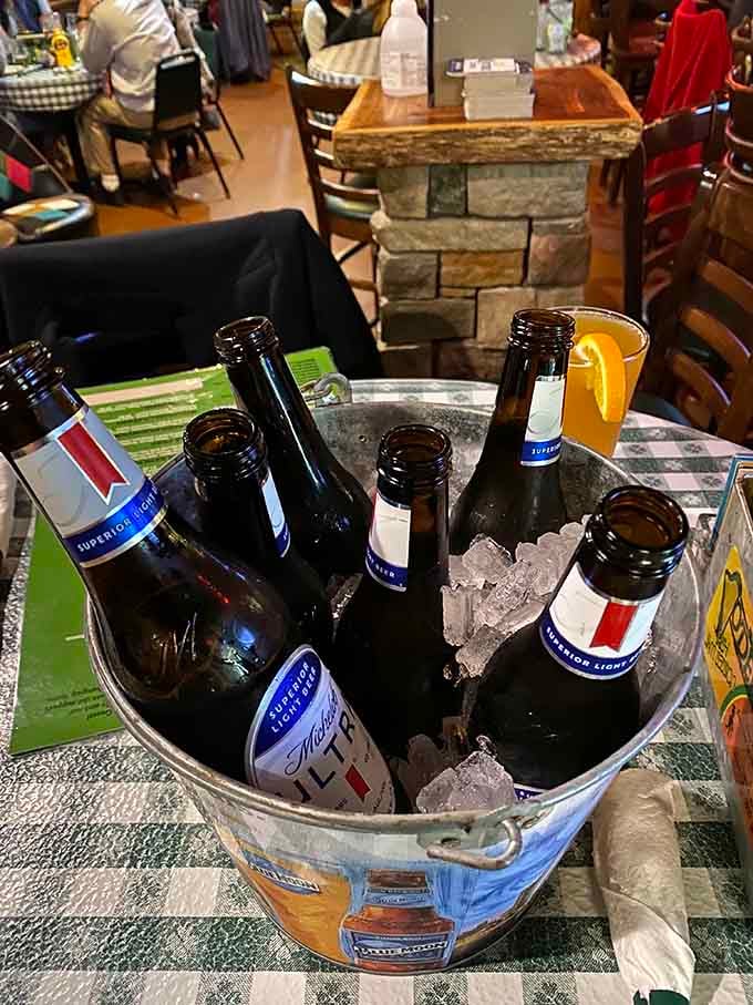 A bucket of cold beers on ice, because some traditions exist for very good reasons that need no further explanation whatsoever.