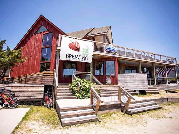 1718 Brewing Ocracoke crafts island-inspired beers in a weathered barn that looks perfectly at home here.
