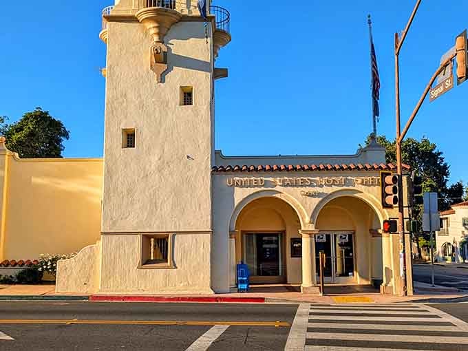 The post office building proves that even mail delivery deserves beautiful architecture and a touch of old California elegance.