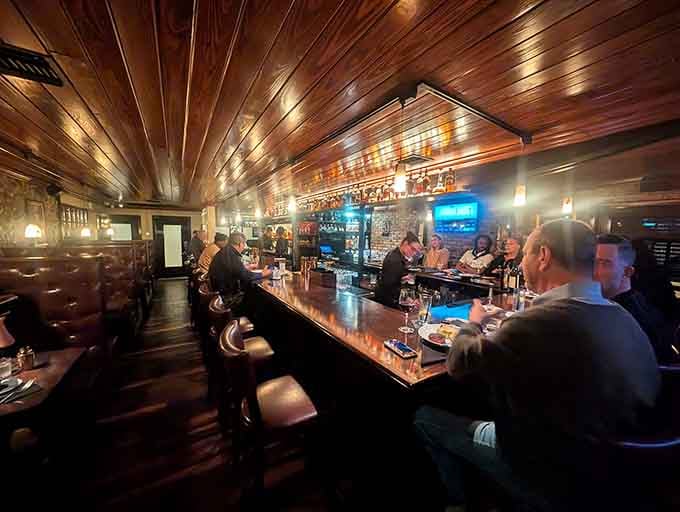 The bar area invites you to settle in with a drink while your table gets ready, patience rewarded.