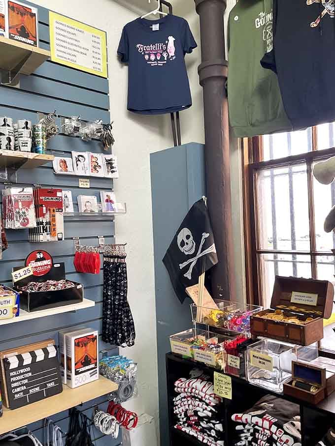 The gift shop overflows with pirate flags and treasure, because leaving empty-handed would be the real crime here.