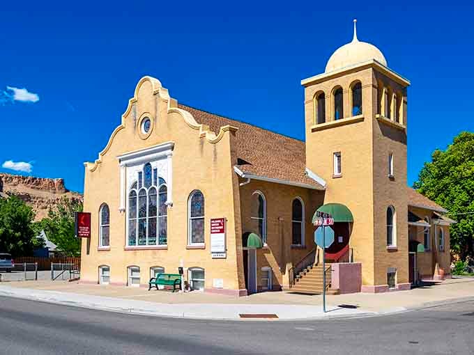 The United Methodist Church stands as a beautiful reminder of Palisade's enduring community spirit and architectural heritage.