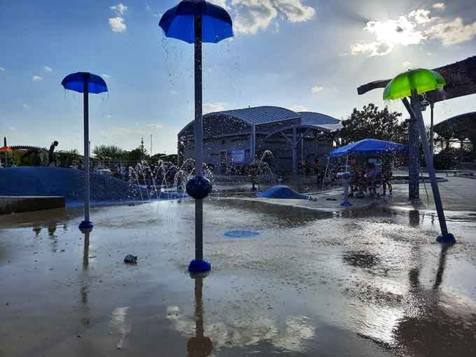 Water features spray and splash, offering cooling relief when San Antonio heat becomes particularly enthusiastic about its job.