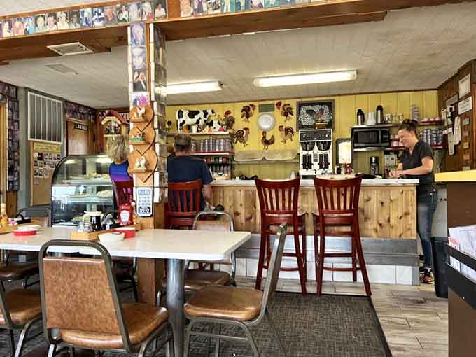 The counter area with its cow-themed decor and homey touches sets the tone before you even sit down.