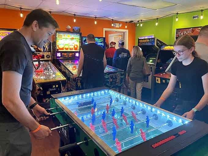 Foosball brings out the competitive spirit, those little plastic players ready for another championship match to begin.