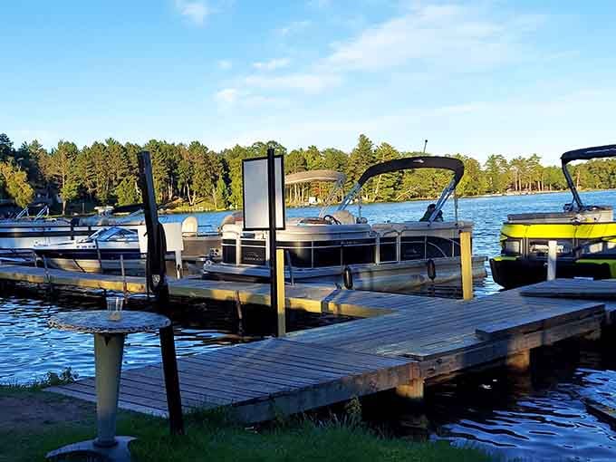 Golden hour light dances across the marina where regular pontoons share space with something far more extraordinary and memorable.