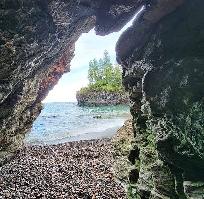 Hidden sea caves frame Lake Superior like nature's own picture window, Instagram filters absolutely not required here.