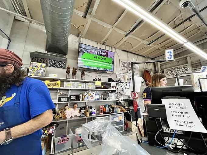 The checkout counter where your haul of treasures becomes official at prices that won't require therapy.