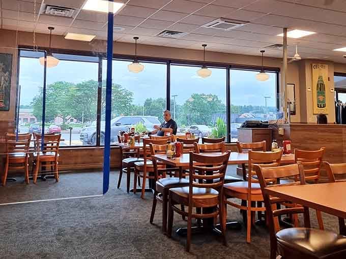 Window seating for people-watching while you eat, because sometimes the best entertainment is watching others discover this place for themselves.