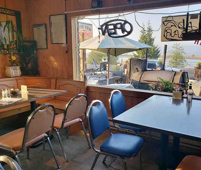 Sunlight streaming through windows overlooking the water makes every bite taste even more special than usual.