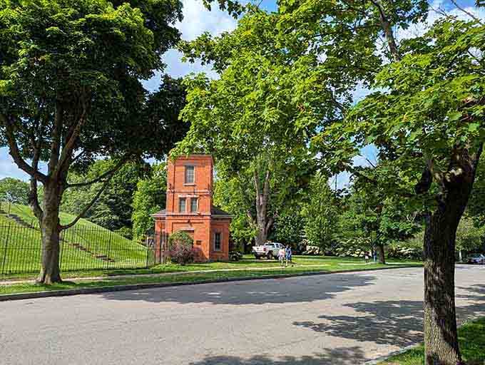 Highland Park's historic tower stands sentinel over green spaces where relaxation is actually affordable and accessible.