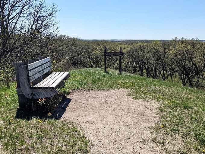 This bench with a prairie view is perfect for those moments when you need to sit and pretend you're wise.