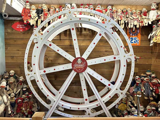 This ferris wheel carries passengers to new heights of whimsy without ever leaving the ground or needing tickets.