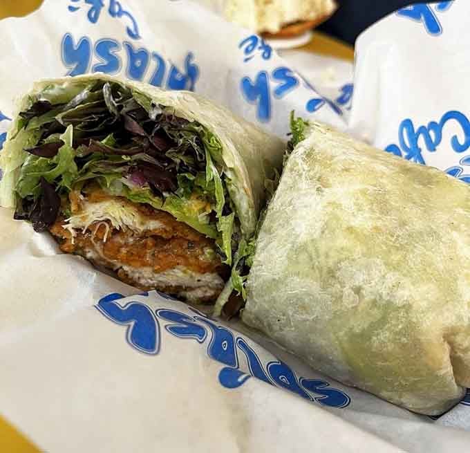 The chicken avocado wrap for anyone who needs a break from seafood, though we question their priorities slightly.