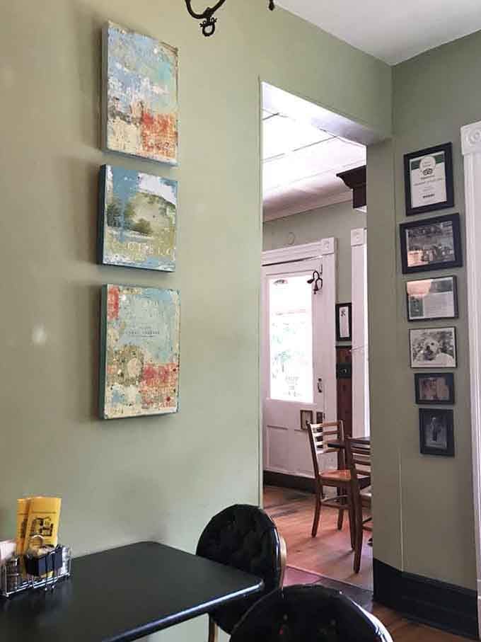 The walls at Stella's Kentucky Deli showcase local pride and artistic flair in equal, delightful measure.