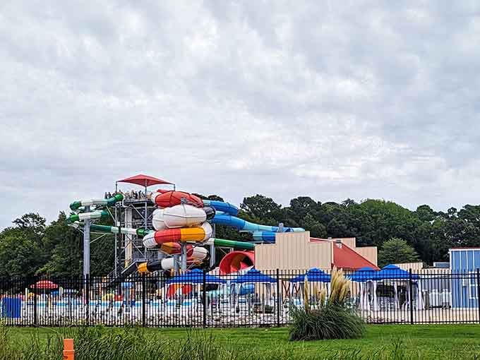 The colorful slides rising above the trees make quite the statement against that Maryland sky.