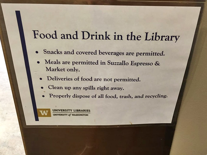 Rules are rules, even in magical libraries—though these seem pretty reasonable for such grandeur.