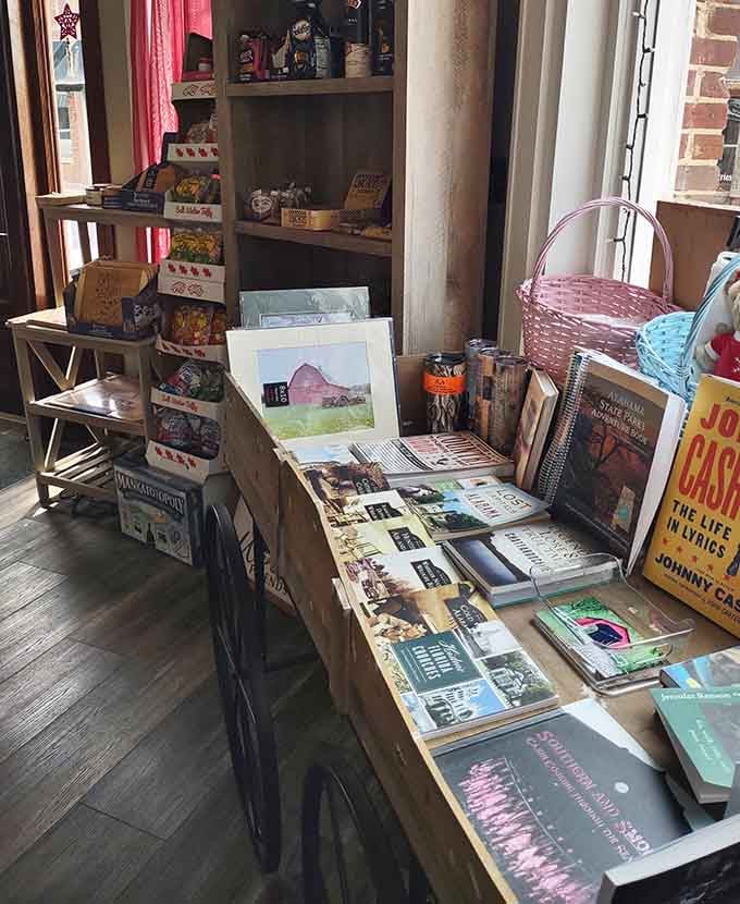 Even books find a home here, because Sweet Barn knows good stories pair well with sweets.