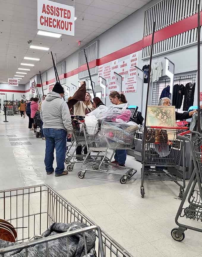 Checkout lines filled with happy hunters, their carts overflowing with treasures found and deals conquered.