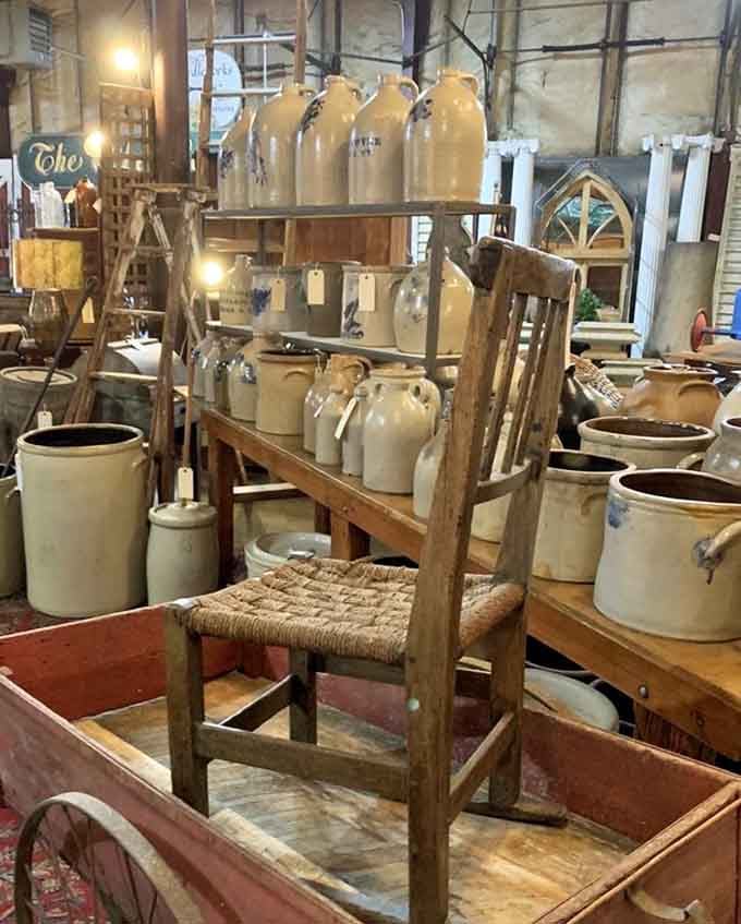 Antique stoneware jugs that once held everything from whiskey to pickles now hold the promise of rustic farmhouse charm galore.