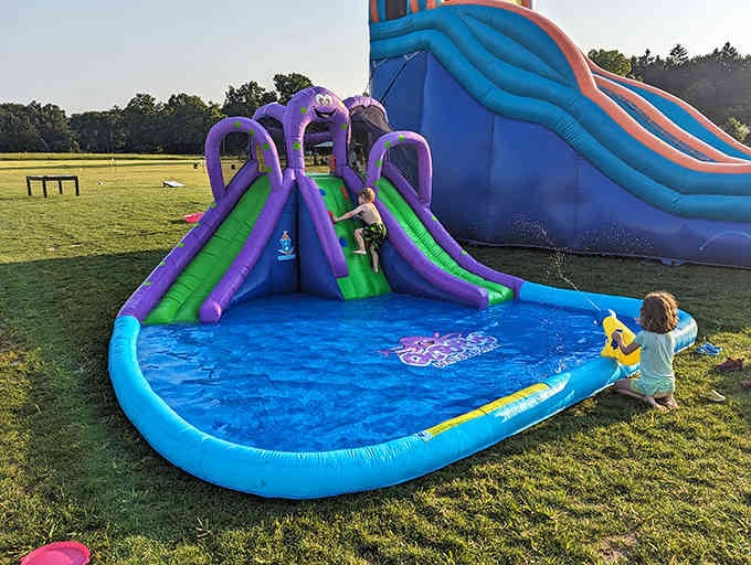 Inflatable water slides that turn an ordinary Tuesday into the best day ever, at least according to your kids.