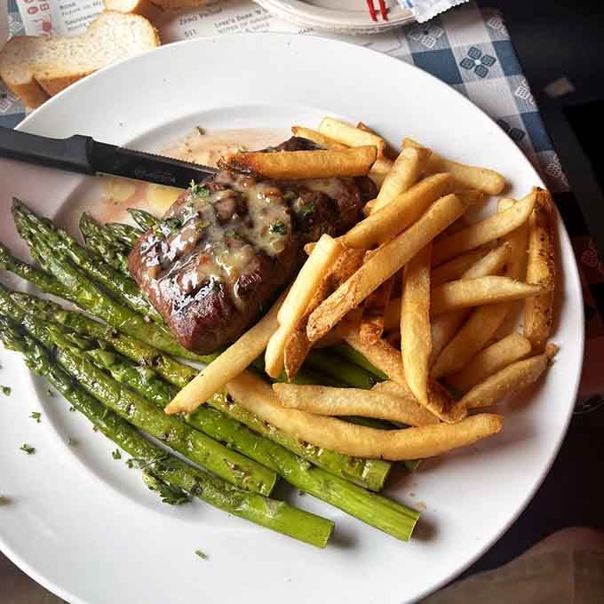 Sometimes a perfectly cooked steak with asparagus reminds you that landlubbers are welcome here too, always.