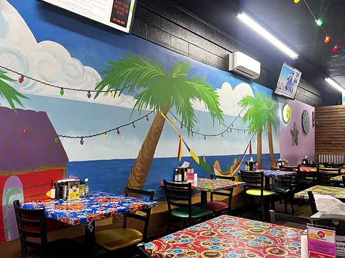 Palm tree murals transport you somewhere tropical while you're actually sitting comfortably in the heart of western Kentucky.