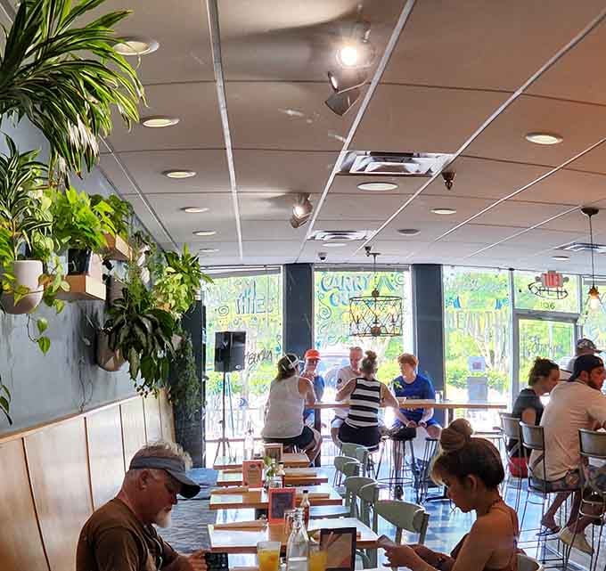 Busy lunch crowds fill every seat, proof that locals know The Stockpot serves something special worth waiting patiently for.