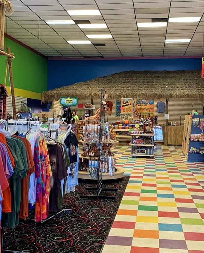 The gift shop bursts with tie-dye and souvenirs, ensuring you'll remember this adventure long after drying off.