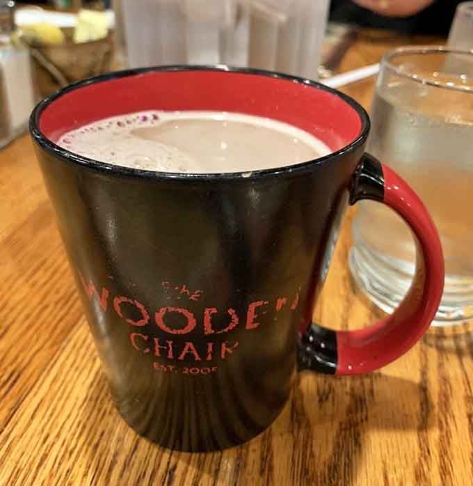 Coffee served in a proper mug, because some traditions are worth keeping in our disposable cup world.