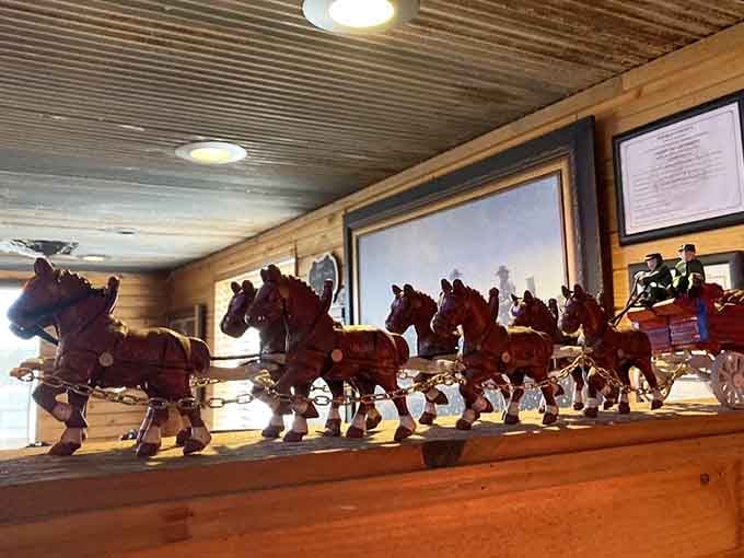 Decorative horses pulling their weight in the charm department, adding authentic Western touches throughout the space.