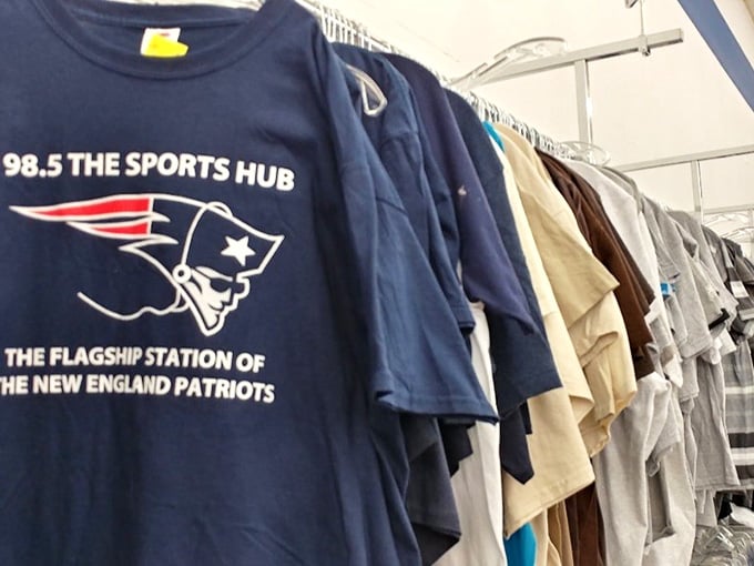 Sports team shirts representing allegiances from coast to coast, because fandom knows no geographic boundaries here.