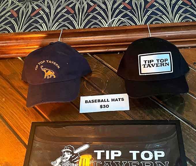 When a tavern sells its own baseball caps, you know the locals are proud enough to advertise everywhere.