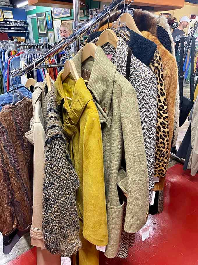 Coats and jackets in every texture and pattern offer warmth with personality, from leopard print to mustard yellow stunners.