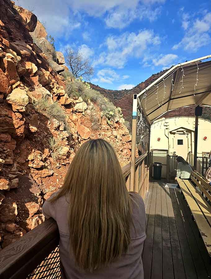 Solo contemplation meets spectacular geology, proving that sometimes the best company is a good view.