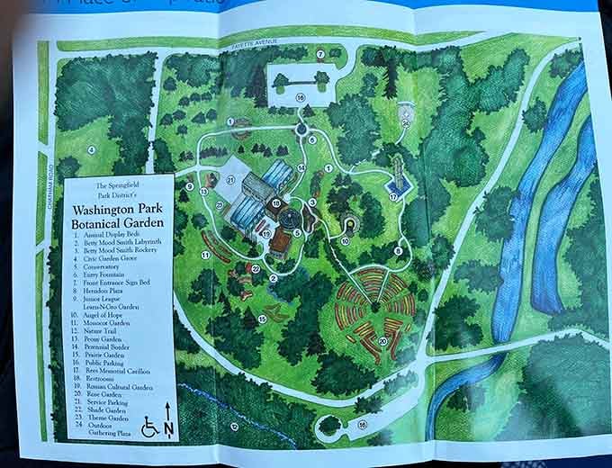 This handy map reveals twenty acres of possibilities, though getting wonderfully lost here isn't the worst fate.